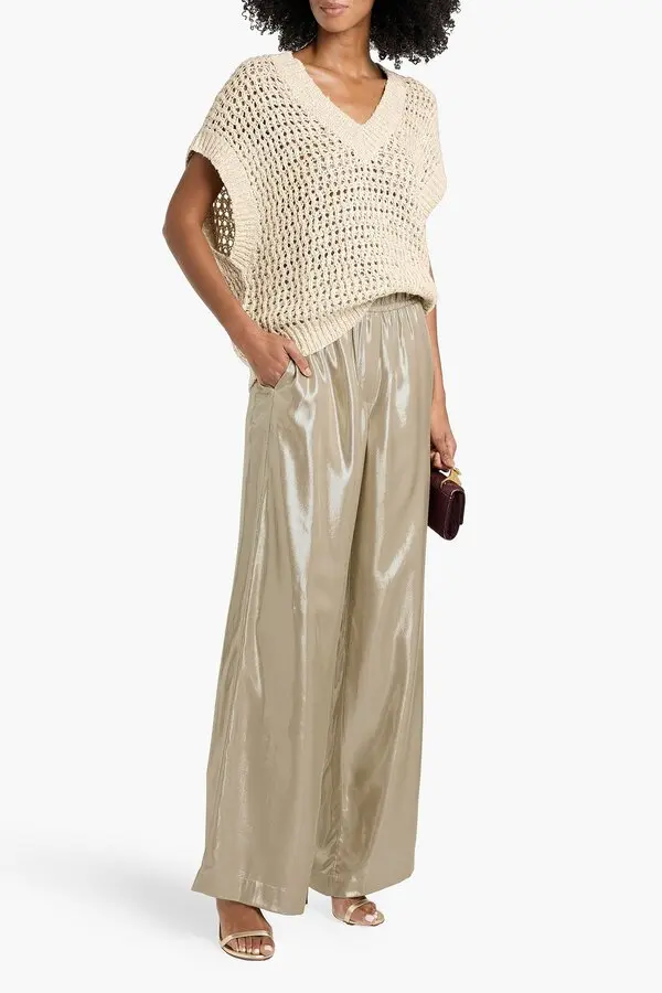 Brunello Cucinelli Metallic Sequinembellished Openknit Vest