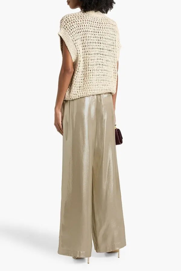 Brunello Cucinelli Metallic Sequinembellished Openknit Vest