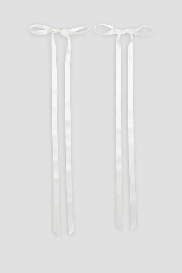 JENNIFER BEHR Gretta Silksatin Bow Hair Slides - Off-white