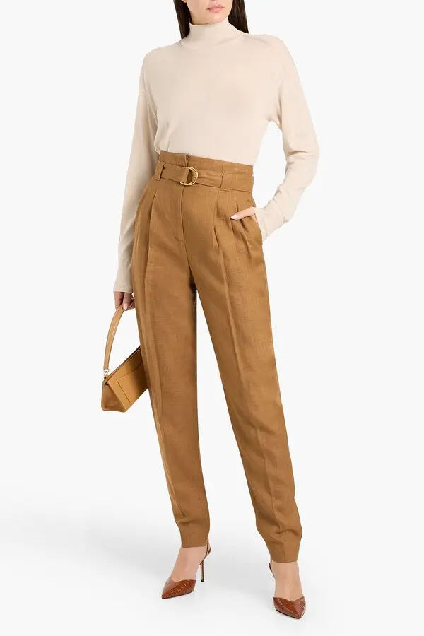 Another Tomorrow Linenblend Twill Tapered Pants