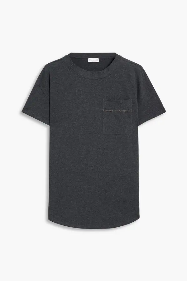 Brunello Cucinelli Beadembellished Cottonjersey Tshirt