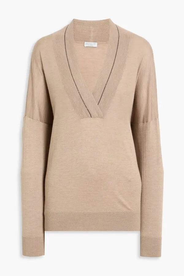 Brunello Cucinelli Beadembellished Cashmere And Silkblend Sweater