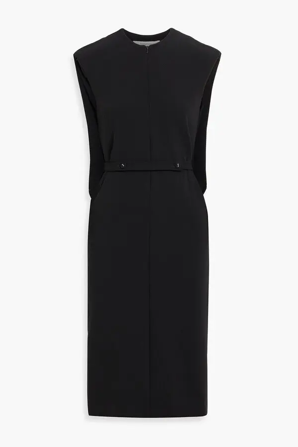 Another Tomorrow Belted Woolblend Midi Dress