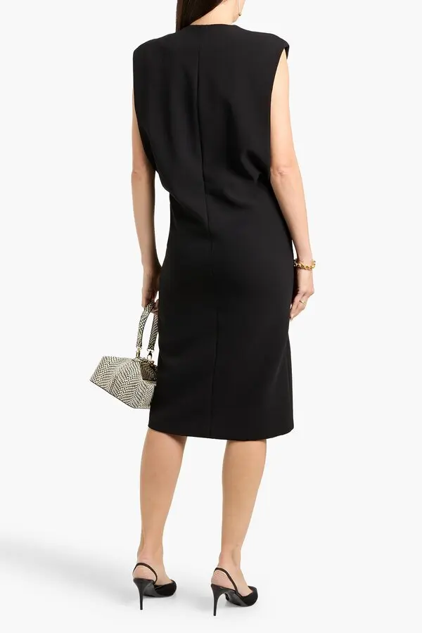 Another Tomorrow Belted Woolblend Midi Dress