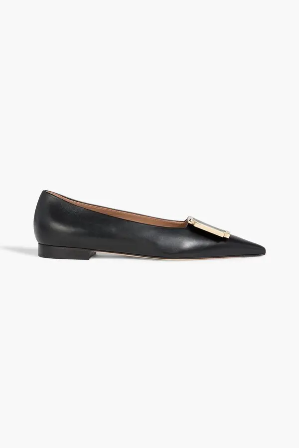 MALONE SOULIERS Hayes Embellished Leather Pointtoe Flats