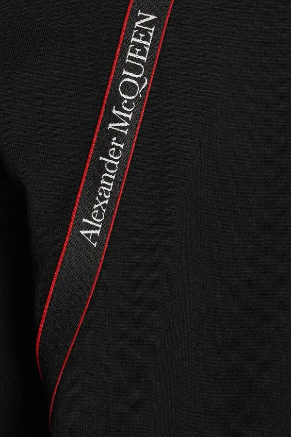 Alexander McQueen Webbingtrimmed Cottonjersey Tshirt