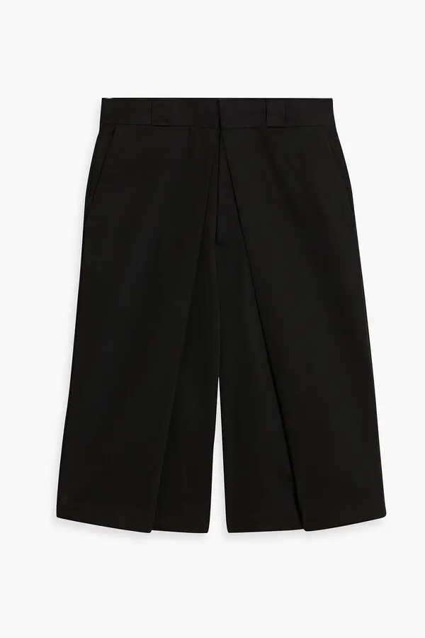 Alexander McQueen Pleated Cottongabardine Shorts - Black