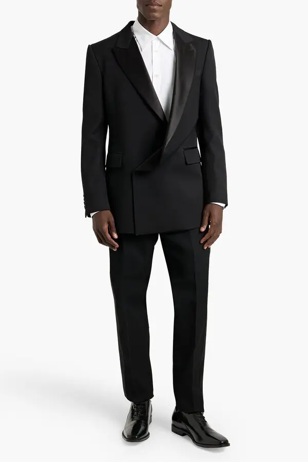 Alexander McQueen Doublebreasted Silktrimmed Wool Tuxedo Jacket