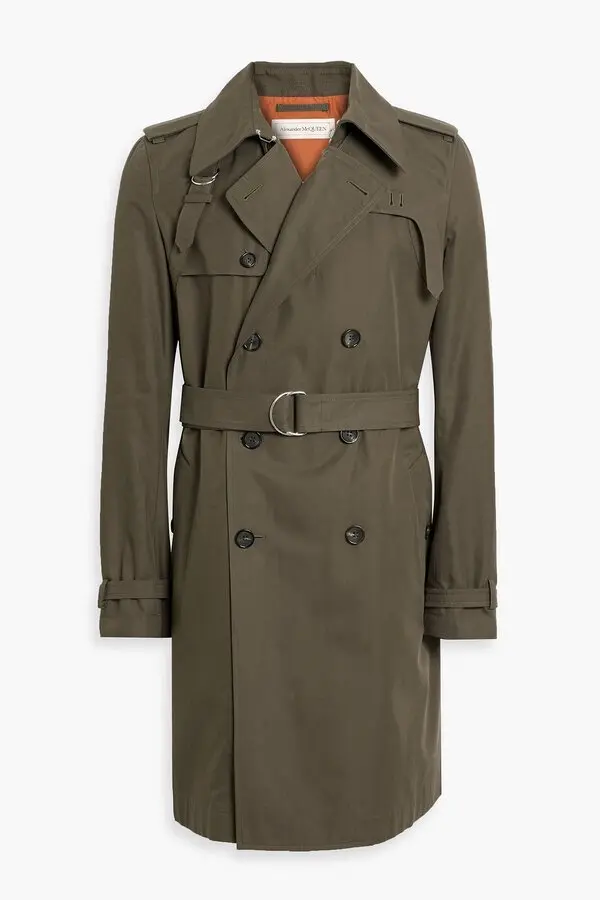 Alexander McQueen Cotton Gabardine Belted Trench Coat