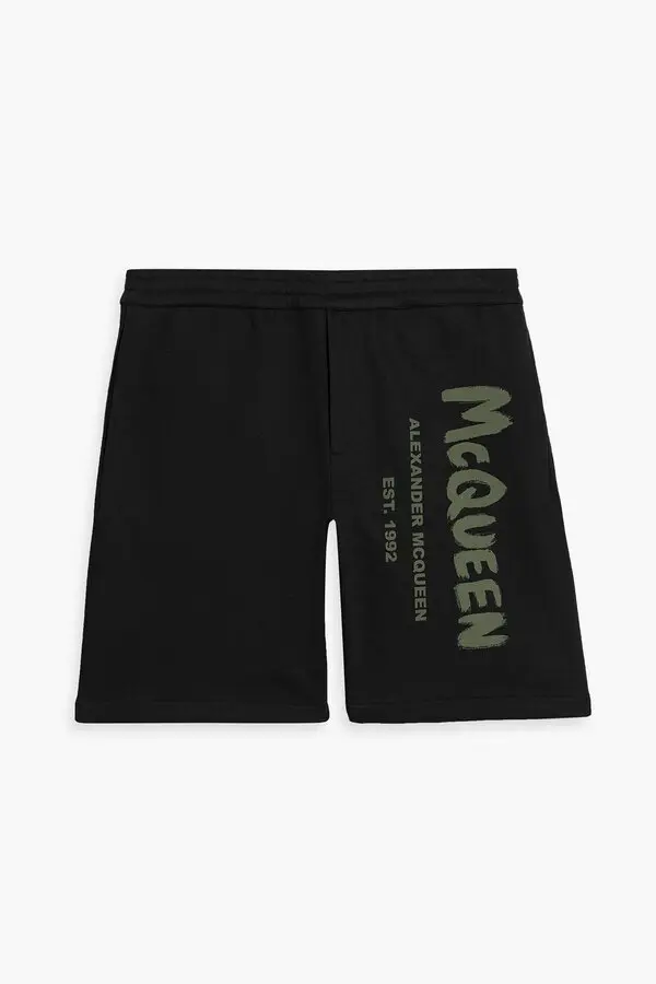 Alexander McQueen Logoprint French Cottonterry Shorts - Black