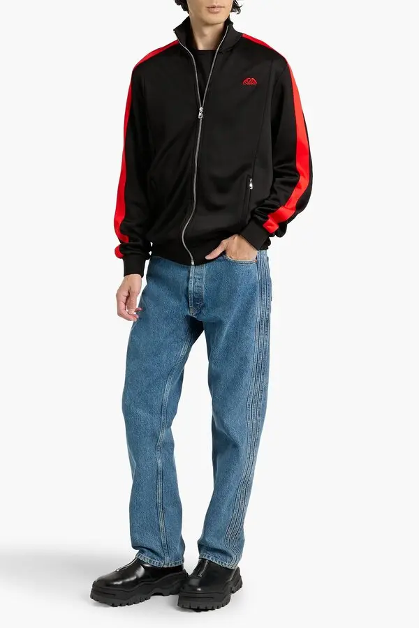 Alexander McQueen Striped Knitted Track Jacket - Black