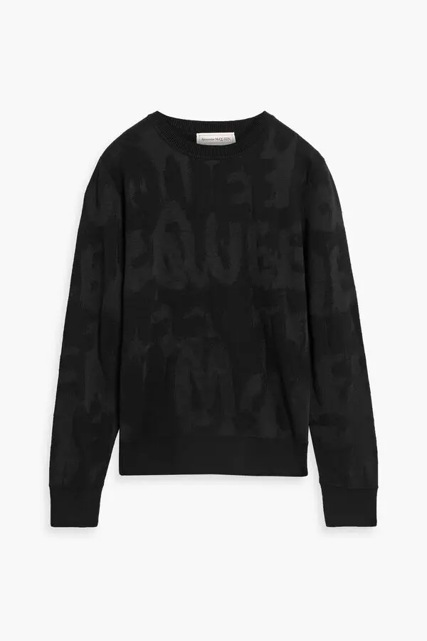 Alexander McQueen Intarsia Wool-blend Sweater - Black