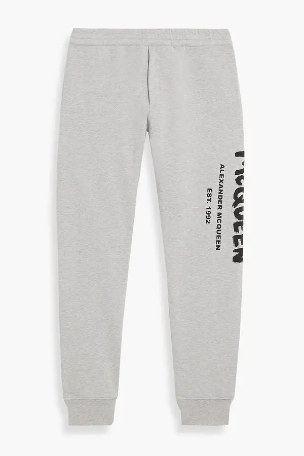 Alexander McQueen Tapered Logoprint Cottonjersey Sweatpants - Light Gray