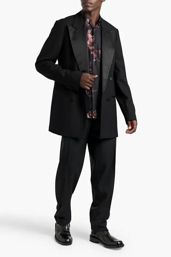 Dries Van Noten Doublebreasted Wool And Silkblend Twill Blazer