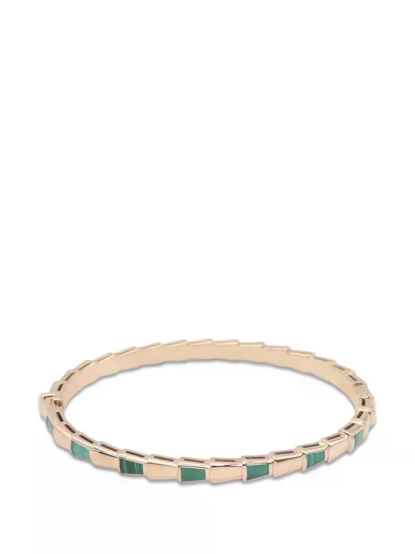 BVLGARI 18kt Rose Gold Serpenti Viper Malachite Inlay Bracelet - Pink