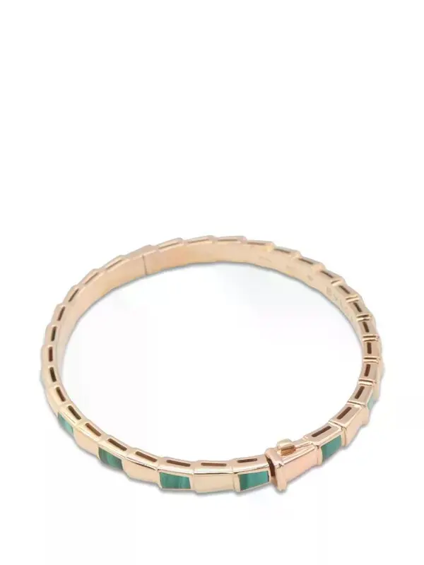 BVLGARI 18kt Rose Gold Serpenti Viper Malachite Inlay Bracelet