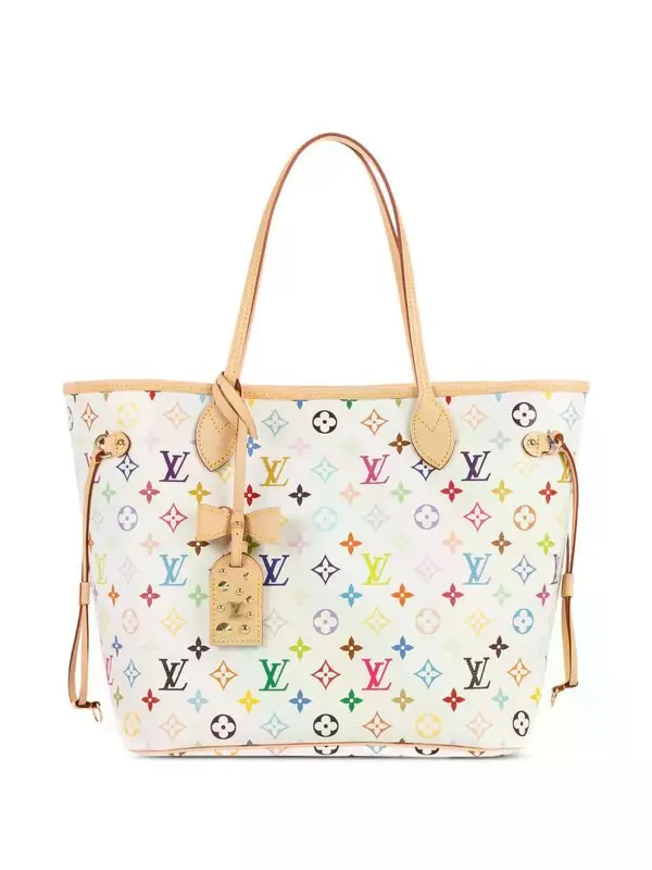 LOUIS VUITTON Takashi Murakami Mm Neverfull Tote Bag - White