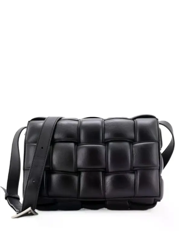 Bottega Veneta Cassette Padded Maxi Intrecciato Leather Crossbody Bag - Black