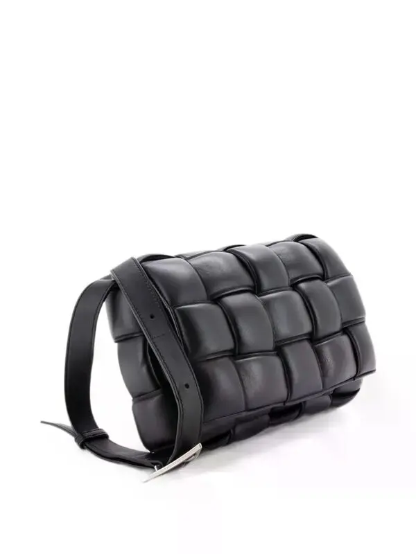 Bottega Veneta Cassette Padded Maxi Intrecciato Leather Crossbody Bag - Black