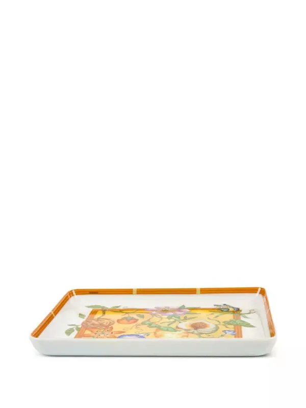 Hermès La Siesta Porcelain Organizer With Floral And Fruit Print - White