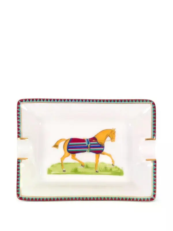 Hermès Porcelain Ashtray With Horse Motif - White