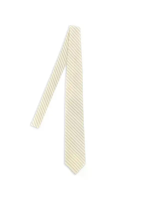 Auralee Striped Wool Twill Neck Tie - White