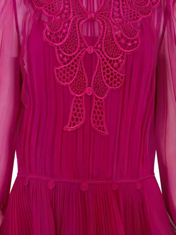 Alberta Ferretti Lace-trimmed Pleated Mini Dress