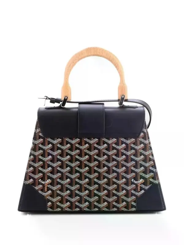 Goyard Saigon Top Handle Bag Coated Canvas With Leather Pm Satchel - Black