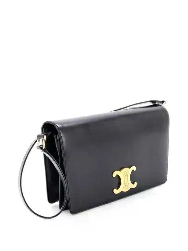 Celine Trapeze Triomphe Smooth Calfskin Shoulder Bag - Black