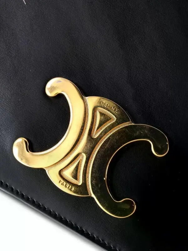 Celine Trapeze Triomphe Smooth Calfskin Shoulder Bag - Black