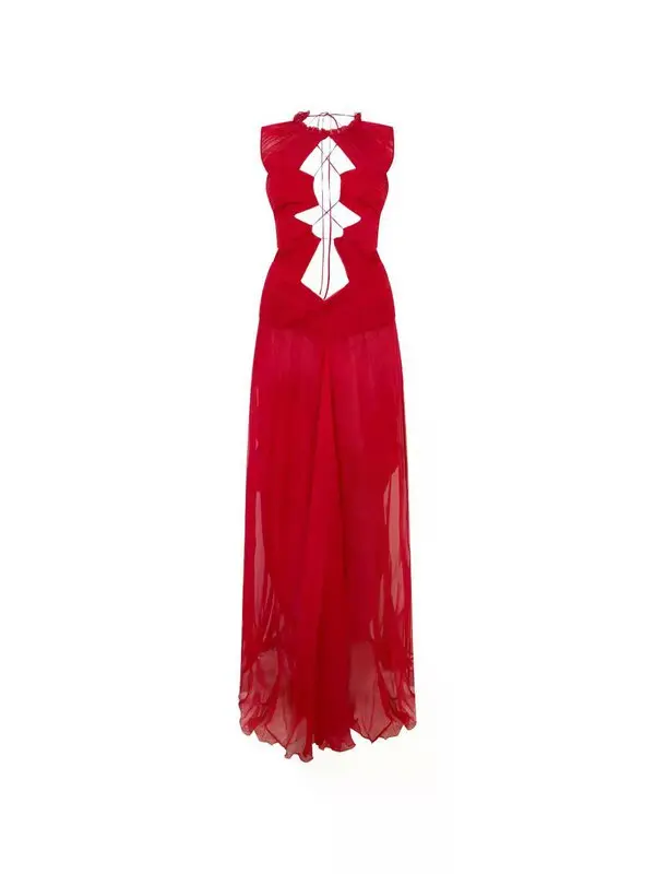 Alberta Ferretti Cut-out Ruched Maxi Dress