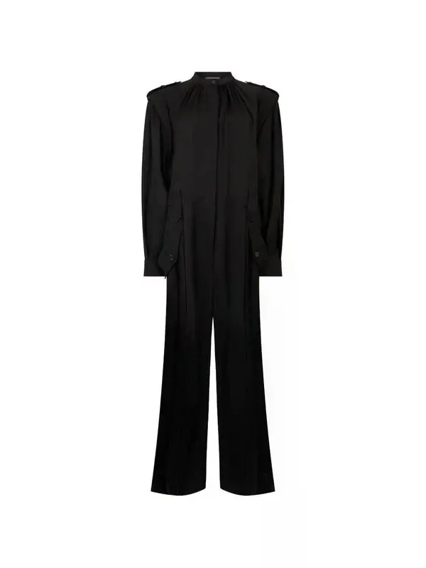 Alberta Ferretti Button-up Gathered Jumpsuit - Black