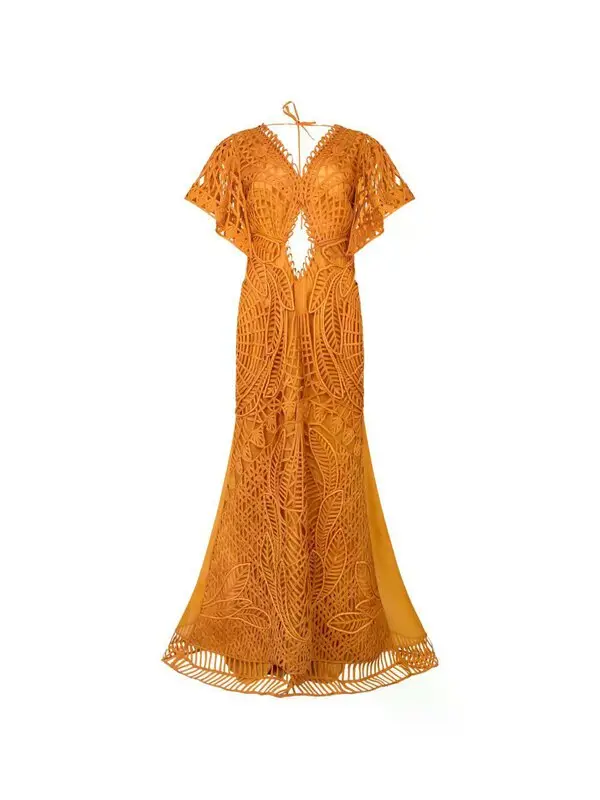 Alberta Ferretti Cut-out Silk Party Dress