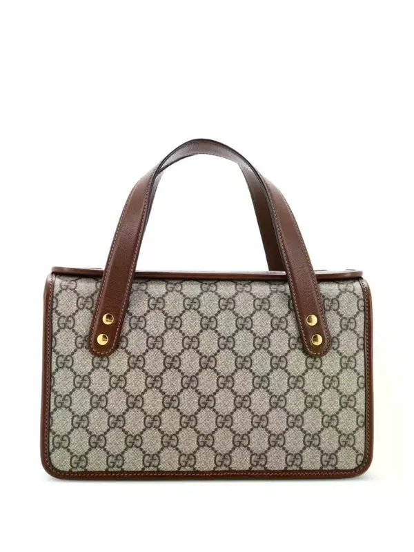 Gucci Horsebit 1955 Boston Bag Gg Coated Canvas Small Satchel - Brown