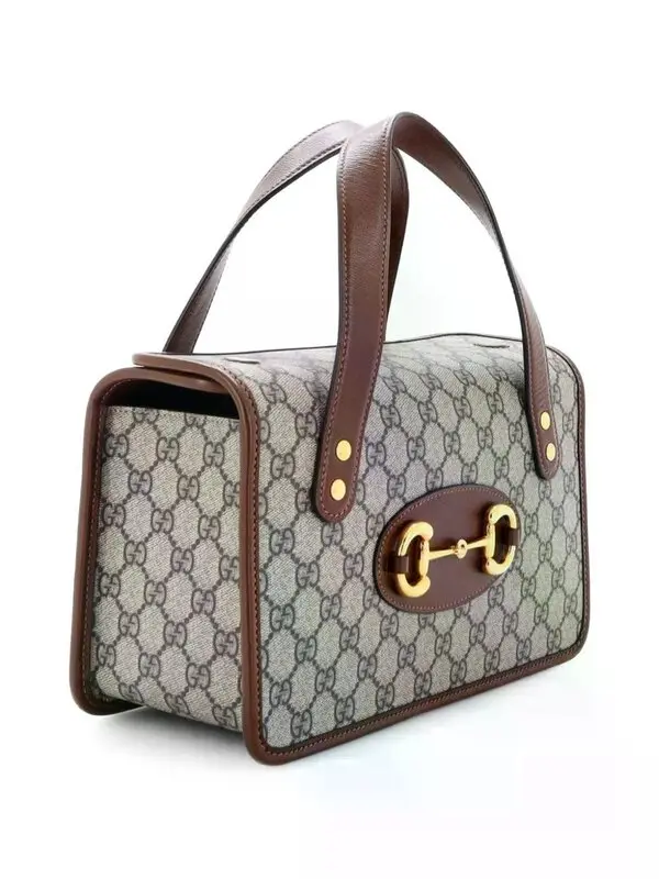 Gucci Horsebit 1955 Boston Bag Gg Coated Canvas Small Satchel - Brown