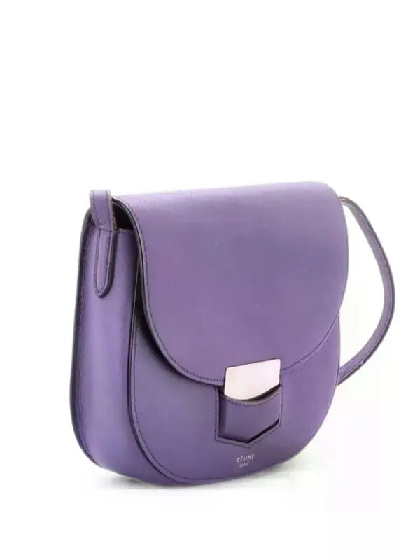 Celine Trotteur Grainy Leather Small Crossbody Bag - Purple