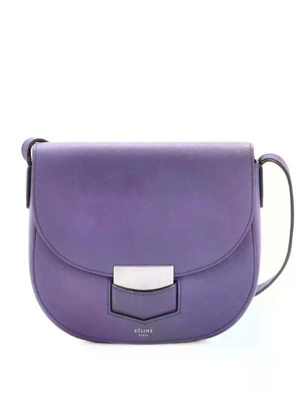 Celine Trotteur Grainy Leather Small Crossbody Bag - Purple
