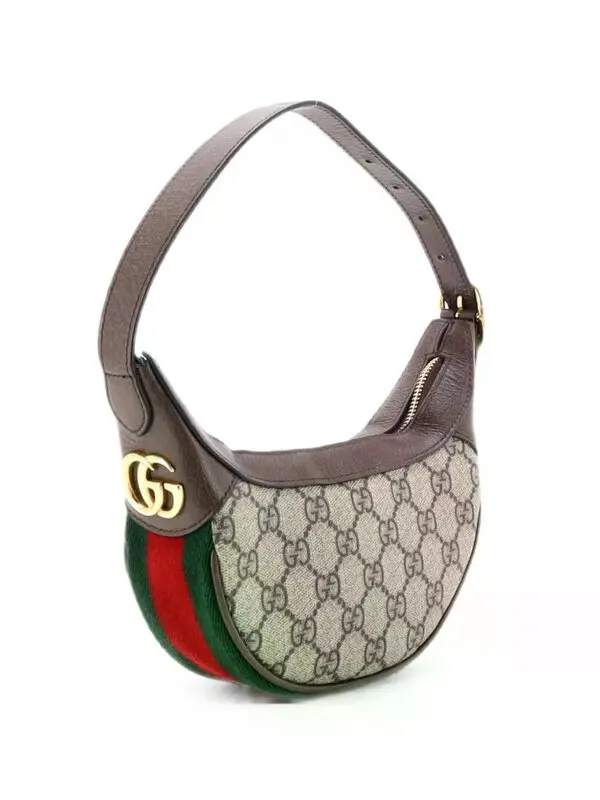 Gucci Ophidia Half Moon Bag Gg Coated Canvas Mini Hobo Bag - Brown