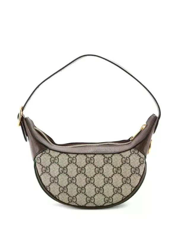 Gucci Ophidia Half Moon Bag Gg Coated Canvas Mini Hobo Bag - Brown