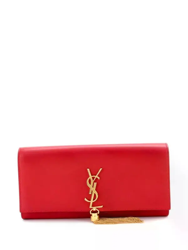 Saint Laurent Classic Monogram Tassel Clutch Bag - Red