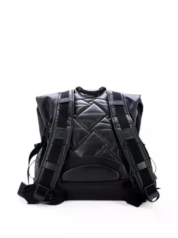 Bottega Veneta Fold Over Leather With Perforated Detail Backpack