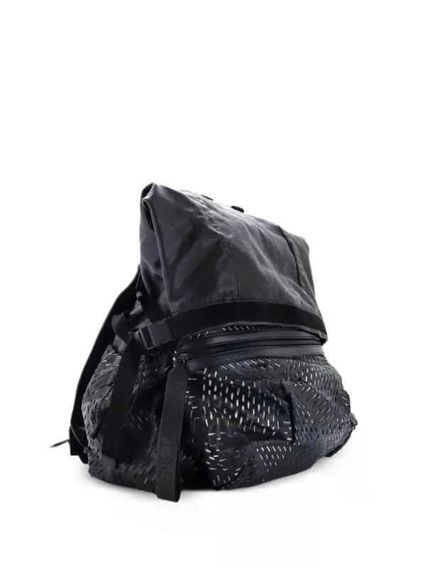 Bottega Veneta Fold Over Leather Backpack With Perforated Detail