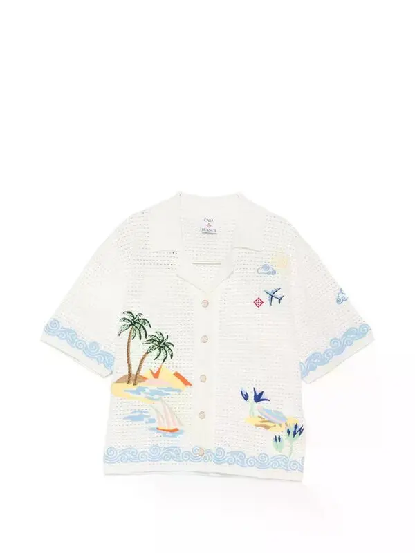 Casablanca Crochet-knit Embroidered Shirt
