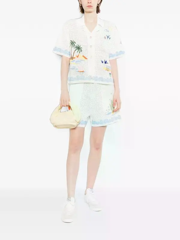 Casablanca Crochet-knit Embroidered Shirt