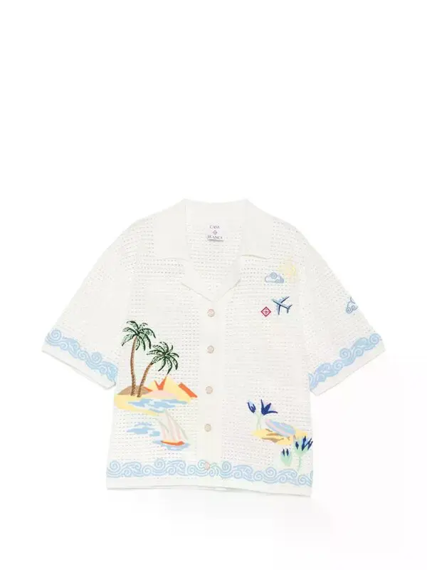 Casablanca Crochet-knit Embroidered Shirt - White
