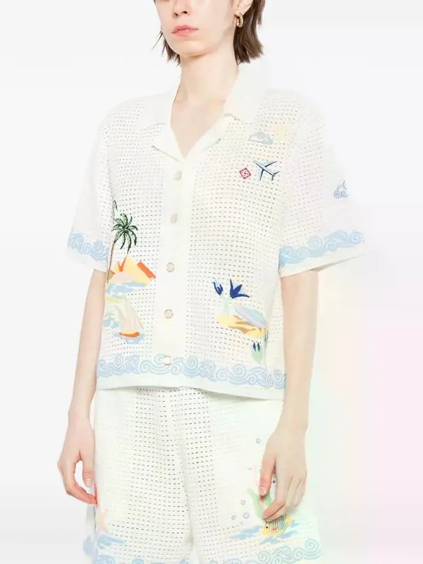 Casablanca Crochet-knit Embroidered Shirt
