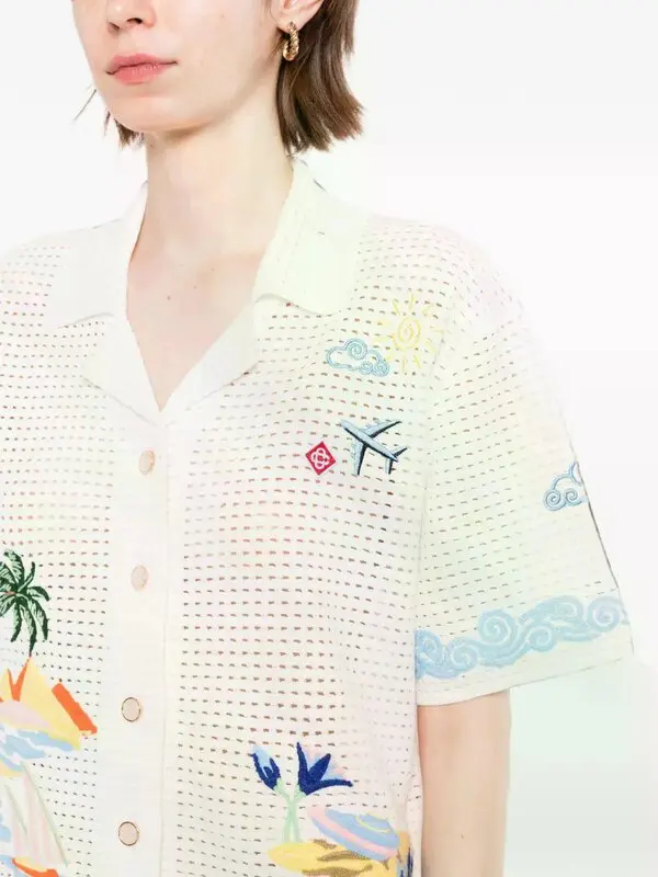 Casablanca Crochet-knit Embroidered Shirt