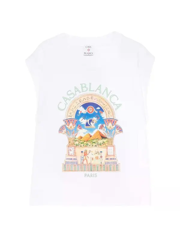 Casablanca Egyptian Arch Sleeveless T-shirt - White