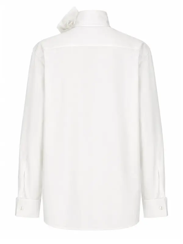 Saint Laurent Camicia Con Collo Lavallière In Popeline