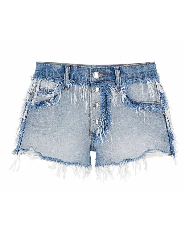 Alexander Wang Shorts With Fringe Detail - Denim